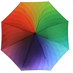 SIEPASA Umbrella Windproof, Travel Umbrella, Compact Folding Reverse Umbrella,-One button for Auto Open and Close (Rainbow colors)