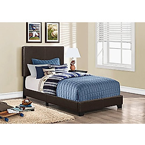 Monarch specialties , Bed, Leather-Look, Dark Brown, Twin
