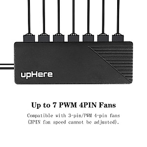 novonest 1-to-7 PWM ​4PIN SATA PWM Fan Hub/Splitter for CPU Cooler Case Cooling Fan 4-Pin & 3-Pin Fans Cooling,FH07