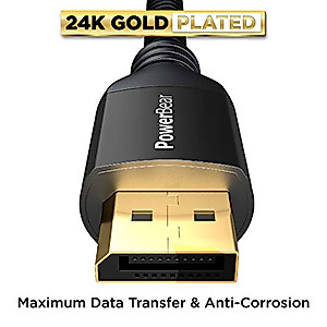 PowerBear 4k Displayport Cable | Ultra HD High Speed Display Port Cable for Gaming Monitor, Laptop, TV & PC | Nylon Braided Display Port 1.2 4K 60Hz, 2K 165Hz, 2K 144Hz (NOT HDMI) (15 Feet)