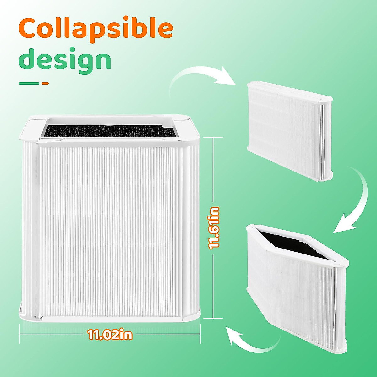2 Pack 211+ Replacement Filter Compatible with Blueair Blue Pure 211+ Air Cleaner Purifier, Foldable Particle and Activated Carbon Replacement Filter