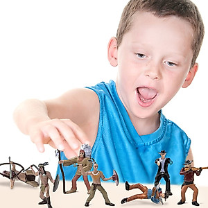 ArtCreativity Cowboy & Indian Action Figures Set of 12 - Realistic Details, Free-Standing, Party Decor & Favors for Kids