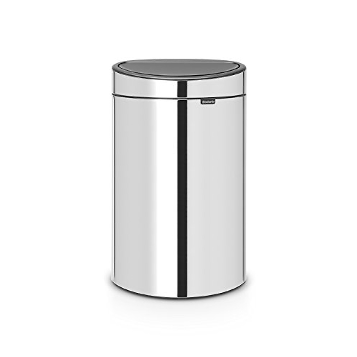 Brabantia 10.6 Gal Kitchen Touch Trash Can New (Brilliant Steel) Removable Lid, Soft-Touch Open, Garbage Can + Bags