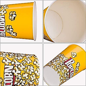 BLUFEU [50 Pack] 32 Oz Popcorn Buckets Disposable – Leakproof & Sturdy Popcorn Container – Large Popcorn Cups Disposable | Popcorn Bowls for Family Movie Night, Carnival theme parties, Movie theater