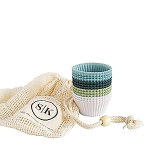 The Silicone Kitchen Reusable Silicone Baking Cups - Non-Toxic, BPA Free, Dishwasher Safe ((White, Navy, Sage Green, Dusty Blue), Standard)
