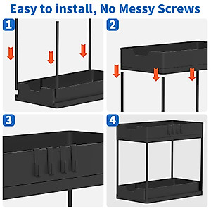 Kitchen Organizers and Storage 2 Pack Adjustable Height Under Sink Organizers and Storage with Removable Basket 2 Tier Bathroom Cabinet Organizer Pull Out Laundry Room Organization for Pantry