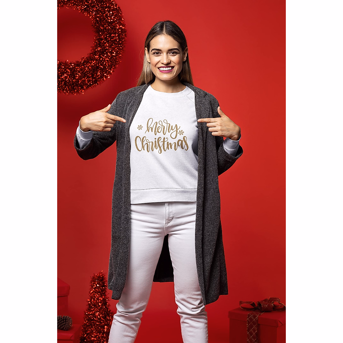 Merry Christmas Iron On Decal, Shirt Transfer Patch Design, DIY Crafts, Holiday Iron-On, Pick Size Color, No Sew Ready To Apply to Most Thing