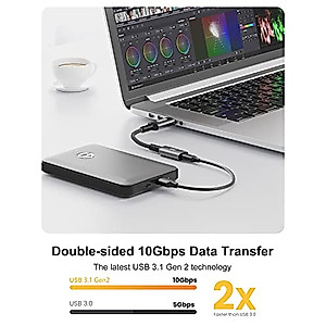 10Gbps USB C Female to USB Male Adapter 2 Pack, SAILLIN Double-Sided USB A to USB C Adapter with High-Speed Data Transfer &15W Charging for Laptop, Charger, Power Bank, Quest Link-Al Alloy, Braided