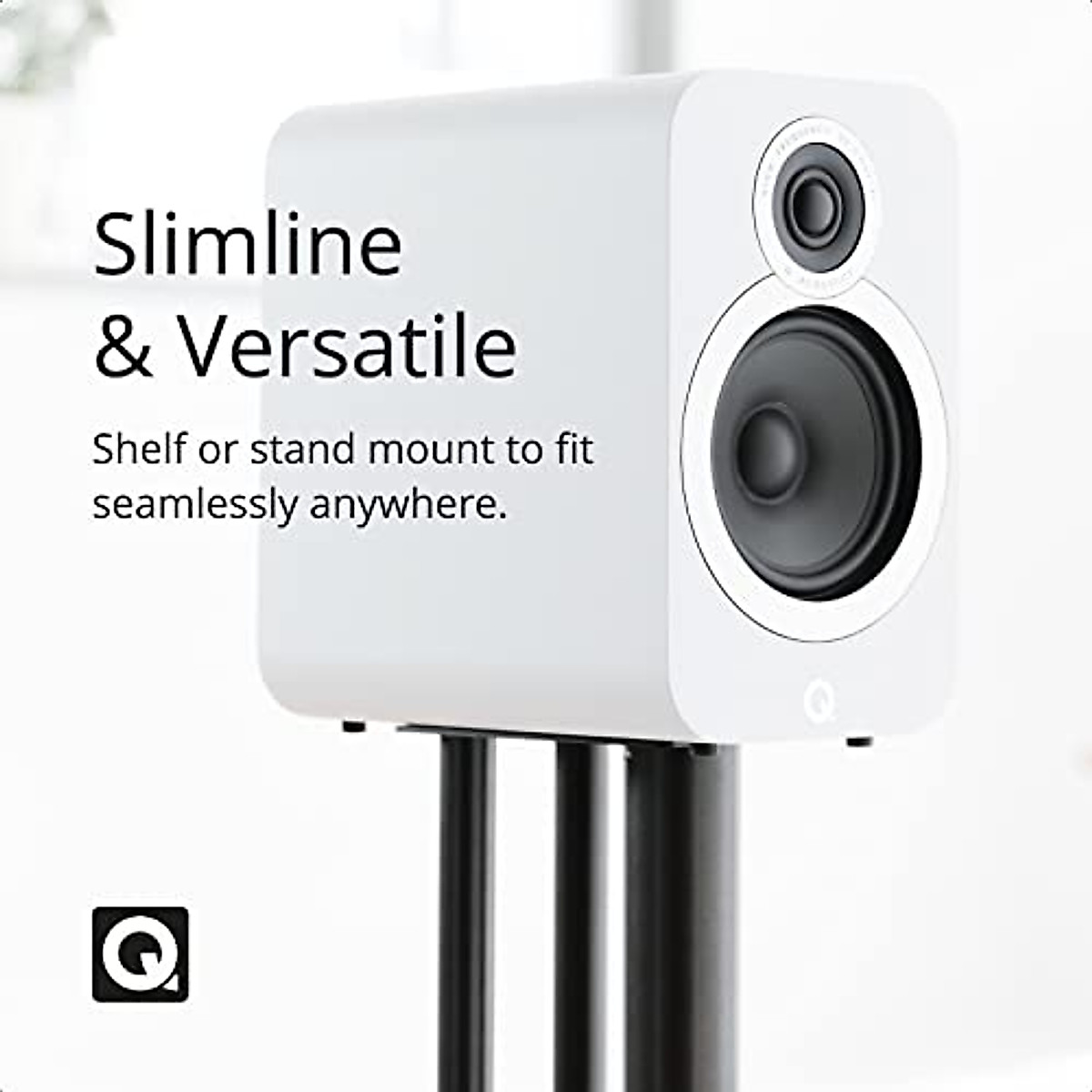 Q Acoustics 3020i Bookshelf Speakers Pair Arctic White - 2-way Reflex Enclosure Type, 5" Bass Driver, 0.9" Tweeter - Stereo Speakers/Passive Speakers for Home Theater Sound System