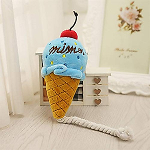 LoveAloe Dog Squeaky Toys Cute Plush Toys Pet Toys for Small Medium Dog,Ice Cream Blue