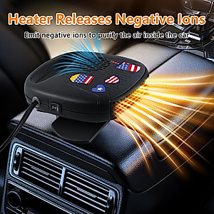 BESWORLDS Car Heater, Pattern Printingr 12V 120W Car Fans 2 in 1 Heating & Cooling 360 Degrees Adjustable Thermostat Fast Heating Defrost Defogger with Plug in Cigarette Lighter