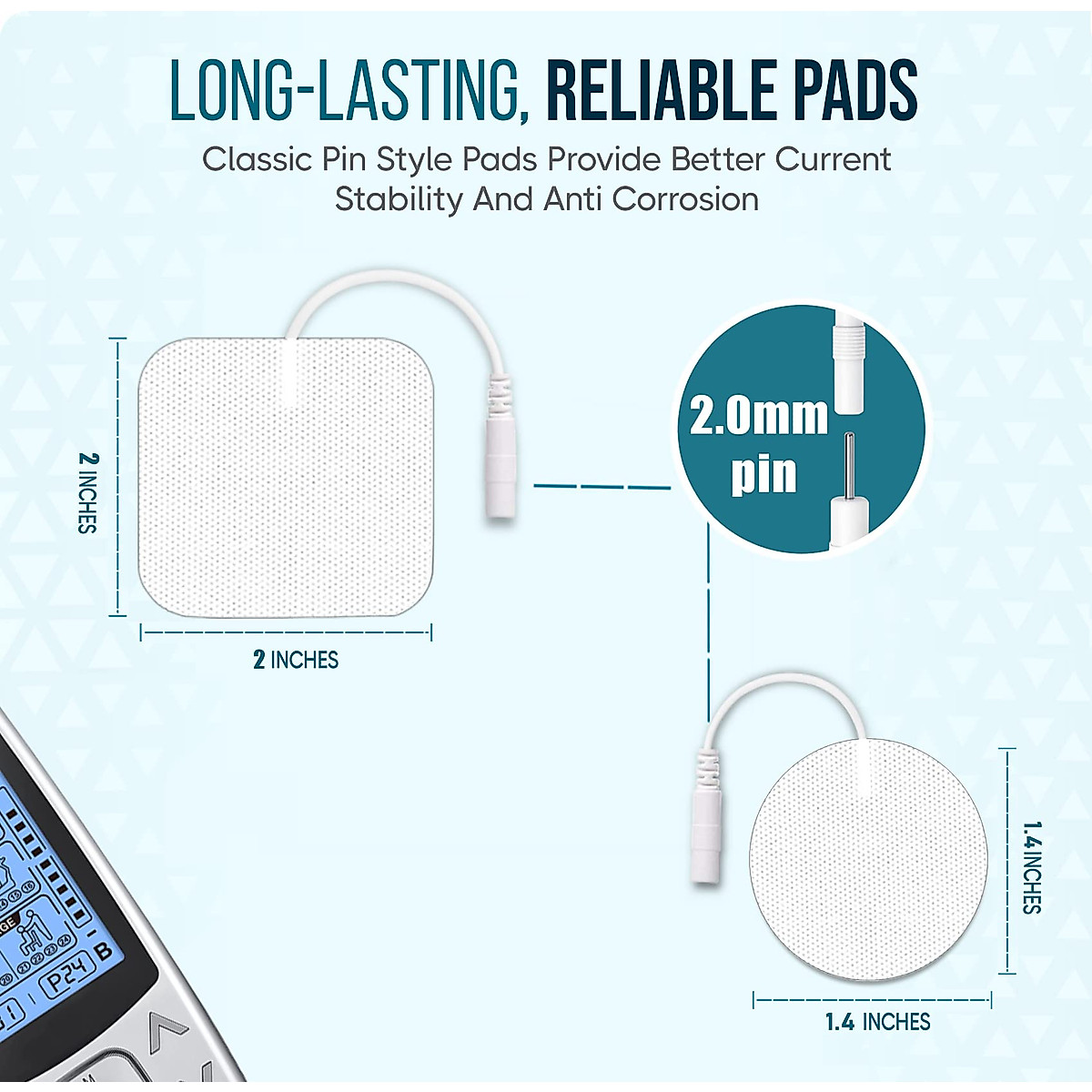 TENS Unit Replacement Pads, Combination 20 PCS Multiple Sizes Electrodes TENS Unit Pads, SM Electrode Patches(pin-in), Latex-Free Self-Adhesive TENS Pads for TENS/EMS Muscle Stimulation Machine