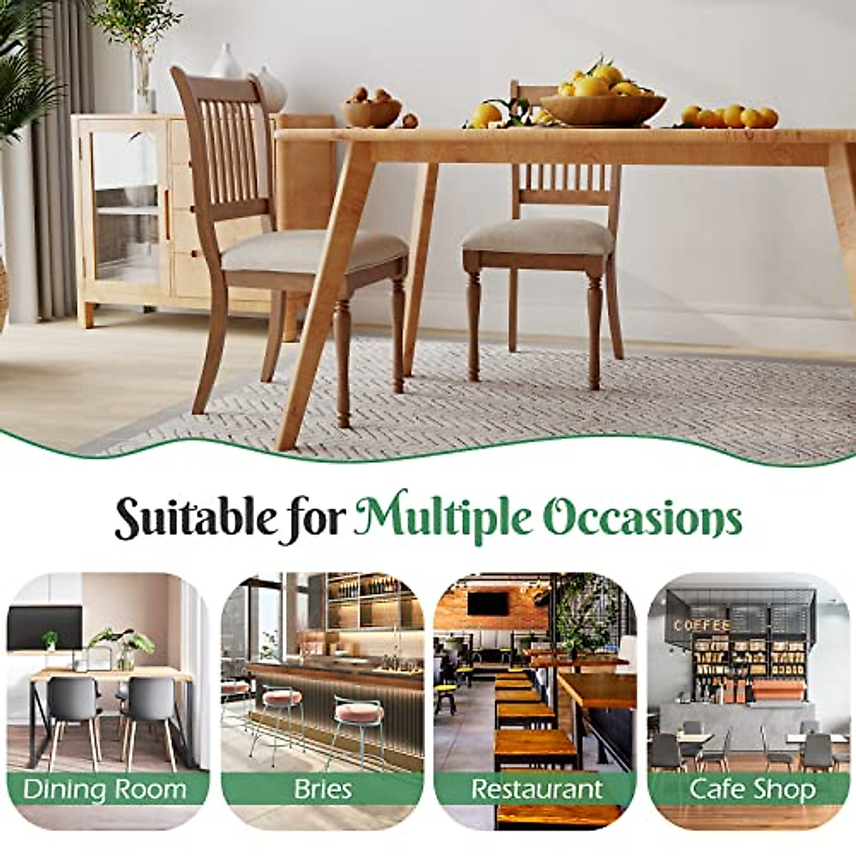 Giantex Set of 4 Wood Dining Chairs, Upholstered Farmhouse Dining Chairs with Rubber Wood Legs, Padded Cushion, High Back, Armless Wooden Dining Chairs for Kitchen, Dining Room, Brown