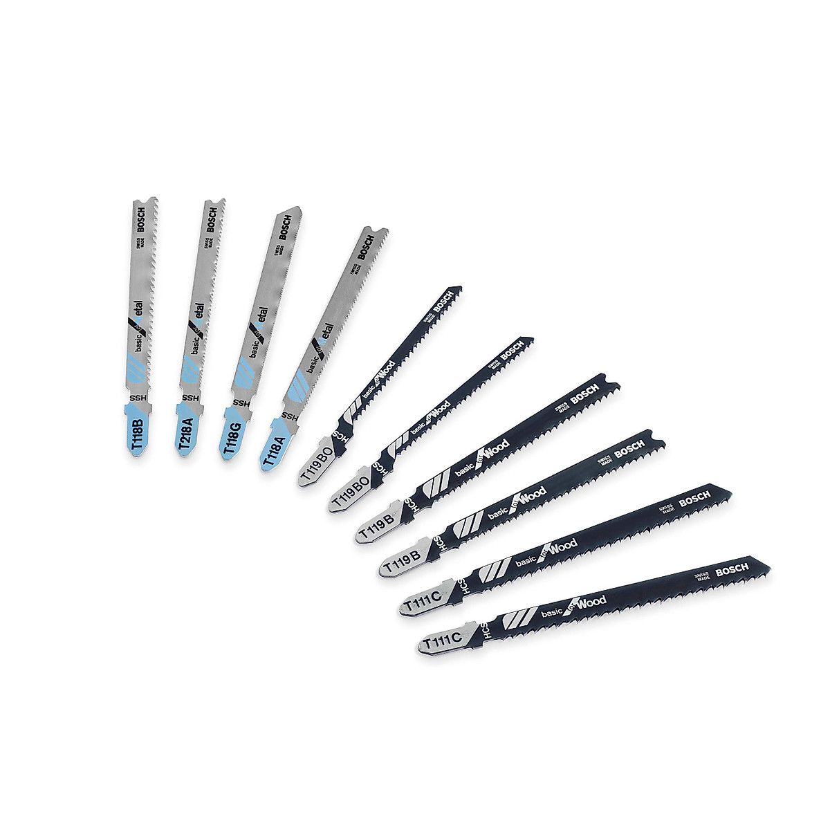 Bosch Professional 260925C105 10 TLG. Stichsägeblätter Wood Basic Set (für Holz und Metall, Zubehör Stichsäge) Piece Blades, Accessories Jigsaw