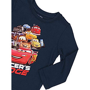 Disney Cars Lightning McQueen Toddler Long Sleeve T-Shirt Tee (3T, Navy)