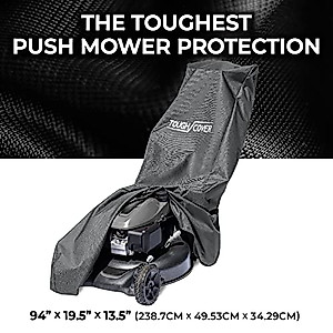 Tough Cover Lawn Mower Cover, Heavy Duty 600D Marine Grade Fabric, Universal Fit Push Mower Cover, Protects Against Water, UV, Dust, Dirt, Wind for Outdoor Protection, Lawn Mower Accessories (Black)