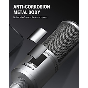 Donner Condenser Microphone, Recording Microphone for Vocal, Instruments & Music, Podcast XLR Microphone for Beginners with Pop Filter, Shock Mount, Optimized Frequency, Ideal for Home Studio, DC-20