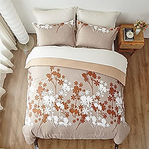 Yiran 3 Pieces Comforter Set with 2 Pillowcases Floral Comforter for Soft Microfiber Queen Size Bedding Set for All Seasons 90"x90"