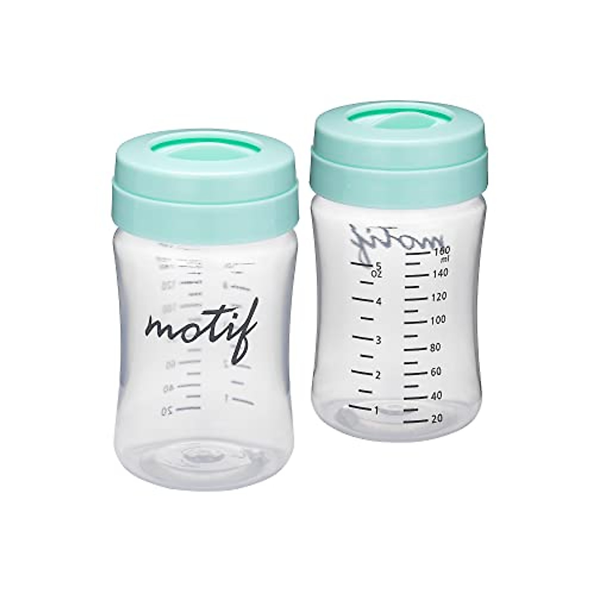 Motif Medical Breast Milk Storage Bottles - Two 160mL Bottles with Sealing Discs - Milk Collection Containers - Compatible with The Luna Breast Pump