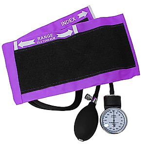 Dixie Ems Deluxe Aneroid Sphygmomanometer Blood Pressure Set W/Adult Cuff, Carrying Case and Calibration Tool - Purple