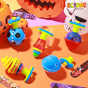 Kavkabox Kids Party Favors Toys Light Up Spining Tops 10 Pack Valentine Day Gifts Goodie Bag Stuffers Carnival Prizes School Classroom Rewards Treasure Box, Glow in The Dark Party Supplies