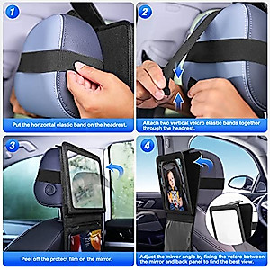 Baby Car Mirror with Touchable Tablet Holder, Adjustable Backseat Mirror for Rear Facing Infant Newborn with Wide and Bright View, Fully Assembled, Stable and Shatterproof for Toddler, Kids