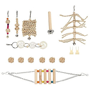 PATKAW Teething Toys Teething Toys Teething Toys 2pcs Bird Parrot Swing Parrot Swing Toy Bird Toy Set Wood Bird Toys Chewing Toys: 15pcs Teething Toy Wooden Toys Wooden Toys