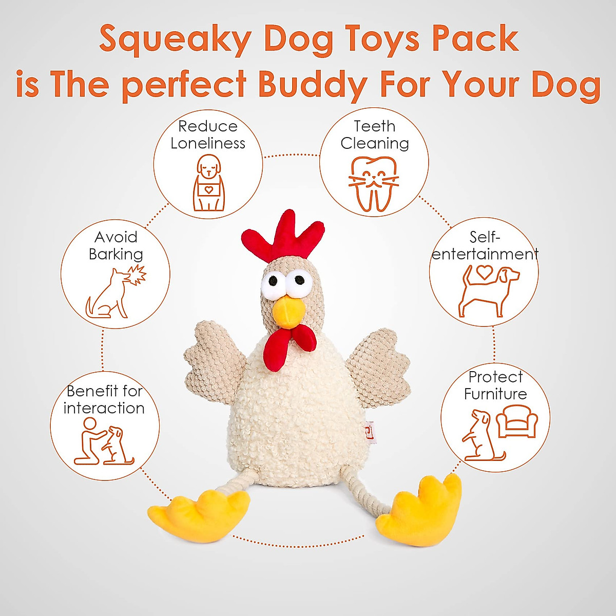 EHEYCIGA Christmas Dog Toys for Large Dogs, Large Squeaky Pet Toys for Entertainment and Gifts, Stuffed Plush Cute Dog Toys Large Breed with Squeaker, Turkey Large