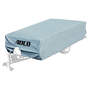ADCO 2895 Pop Up Folding Trailer Polypropylene Cover, Fits 16'1" - 18' Trailers, Gray/White