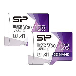 Silicon Power 2-Pack 128GB Micro SD Card U3 Nintendo-Switch Compatible, SDXC microsdxc High Speed MicroSD Memory Card with Adapter