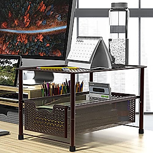 SimpleHouseware Stackable Under Sink Cabinet Sliding Basket Organizer Drawer, Bronze