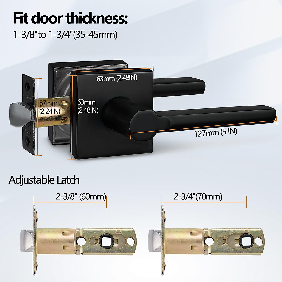 NEWBANG (5Pack) Hall/Closet Lever Handle Lock in Aged Matt Black- Door Lock Handle in Matt Black for Passage Door,HD1601-DB-PS-5P