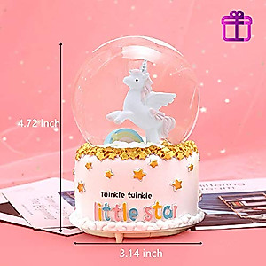 Unicorn Snow Globe, VECU 3.14 Inch Unicorn Music Snow Globes with Automatic Snowfull,Christmas Birthday Gift for Girl Boy