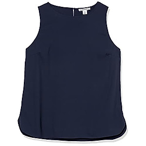 Amazon Essentials Women's Regular-Fit Sleeveless Layering Tank Top Crew Neck, Navy, Large