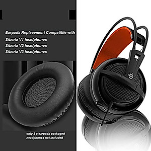 Replacement Earpads Ear Cushions Ear Cups Earmuffs Compatible with SteelSeries Siberia V1, Siberia V2, Siberia V3 Prism Gaming Headphones Memory Foam Ear Pads, with Plastic Rod, Storage Strap