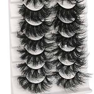Mink Lashes Dramatic Eyelashes 10 Pairs 5 Styles Fluffy Thick Long 8D Volume False Eye Lashes Pack 22mm Wispy Strip Curly Fake Eyelashes by HeyAlice