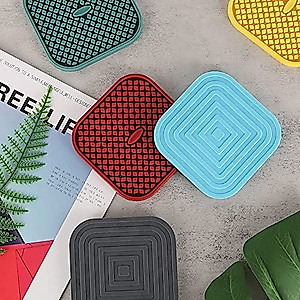 Silicone Coasters [6 Pack] ME.FAN Coasters for Drinks,Drink Coasters with Holder - Cup Mat - Non-Slip, Non-Stick, Stay Put, Deep Tray - Prevents Furniture and Tabletop Damages Square Nave Blue