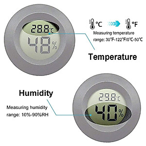 2 Pack Mini Digital Hygrometer Thermometer Gauge, Indoor Outdoor Temperature Humidity Meter for Greenhouse Humidors Incubators Reptile Terrarium Jars, Fahrenheit (℉) or Celsius(℃) (4)