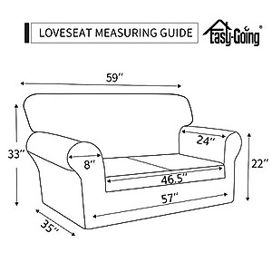 Easy-Going 2 Pieces Microfiber Stretch Sofa Slipcover – Spandex Soft Fitted Sofa Couch Cover, Washable Furniture Protector with Elastic Bottom Kids, Pet (Loveseat, Dark Gray