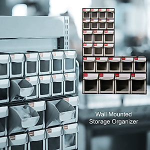 SHUTER Plastic Small Parts Organizer, Dental Tilt out Storage Container System, Tip Out bin for screws, nuts, small tools, Kits Included, Stackable Storage Bins with 5 Drawers, Black, FO-605-BK