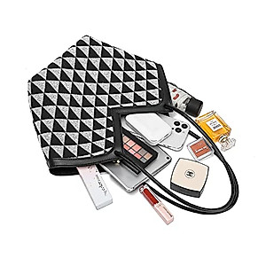 The Quilted Tote Bag Womens Purses and Handbags Top Handle Handbags for Ladies Satchel Handbags for Women(Black6)