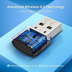 Wireless Adapter for PC,USB Wireless Adapter 5.0, Plug and Play Wireless Transmitter & Receiver Compatible with Win 7/8.1/10, for PC, Desktop, Laptop, Keyboard, Headset, Mouse, Printer