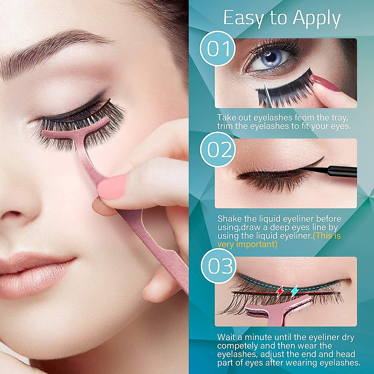 Magnetic Eyelashes with Eyeliner Kit, 10 Pairs Reusable Magnetic Lashes, Upgraded False Lashes Kit with Lash Tweezers Inside & Eyelash Scissors Navy blue