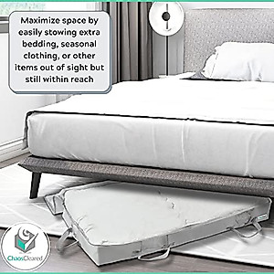 Under Bed Storage Containers for Toys, Clothes, Shoes etc. Underbed Organizer Bag that slides Under the bed without friction or wheels. Low profile 6" height is great for under the couch or other small spaces.