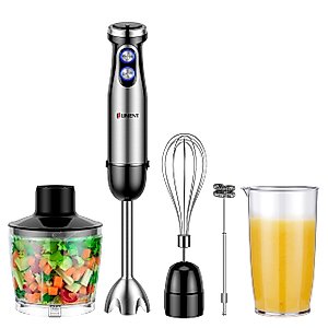 LIMENT 5-in-1 Multi-Purpose Hand Blender, 20-Speed Immersion Blender, Heavy Duty & Low-Noise DC Motor, With Food Chopper, Whisk, Milk Frother, Mixing Beaker, BPA-Free