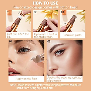DAGEDA Contour Beauty Women Wand, Liquid Face Concealer Pen, Smooth Creamy Matte Finish Liquid Contour Stick with Soft Cushion Applicator, Blendable Waterproof Body Face Contouring Makeup, 0.53oz (01)