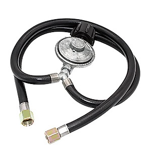 Flame King ALRYQC02 2-Ft Y-Splitter Propane Regulator Double Hose Outlet Fits Type-1 (QCC-1) Tank Connections, for BBQ Grills with Side Burner, Black