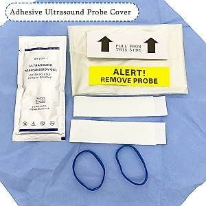 Ultrasound Probe Cover with Adhesive, Transducer Disposable Clear Latex-Free Sterile Protector, Packaging Individual, 50 Pcs (6" x 48")
