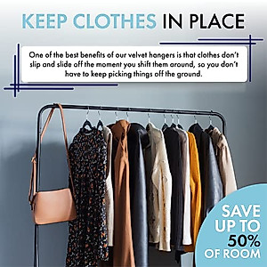 ZULLCO Black Velvet Hangers for Women and Men, 50 Pack, Premium Non-Slip Clothes Hanging Accessories with 360° Swivel Hook for Dress Pants, Jackets, Dresses, and Delicate Garments