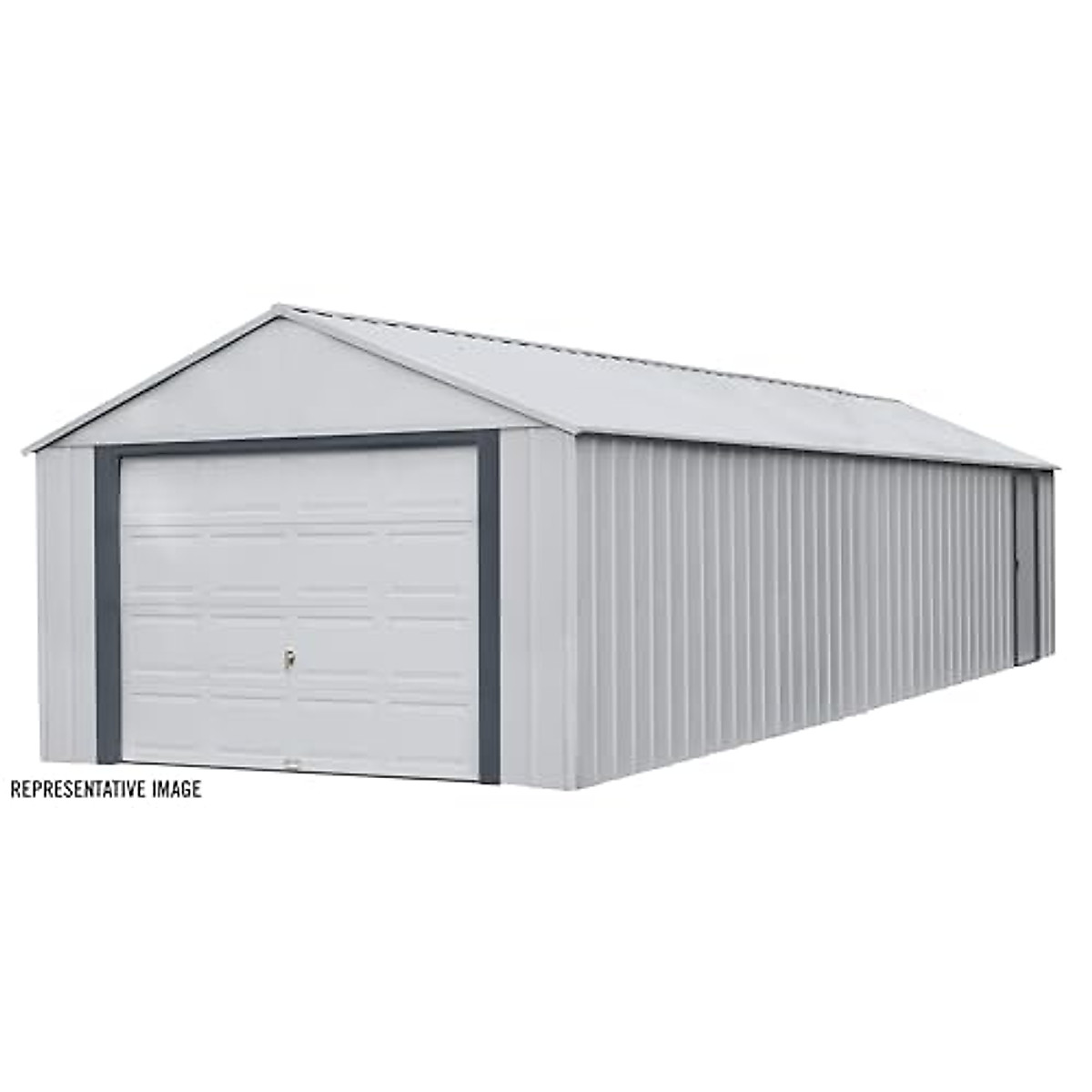 Arrow Shed 14' x 31' Murryhill Garage Galvanized Steel Extra Tall Walls Prefabricated Shed Storage Building, 14' x 31', Flute Gray